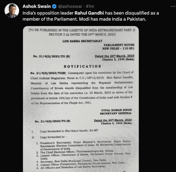 A Day After Conviction Rahul Disqualified From Lok Sabha Congress