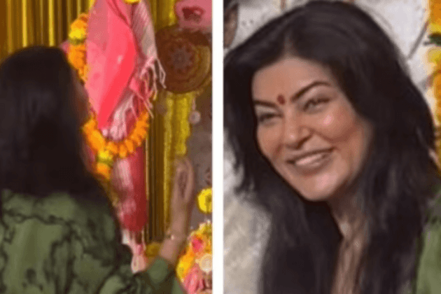 Sushmita Sen attends Durga puja with Rohman Shawl, outfit and look ...
