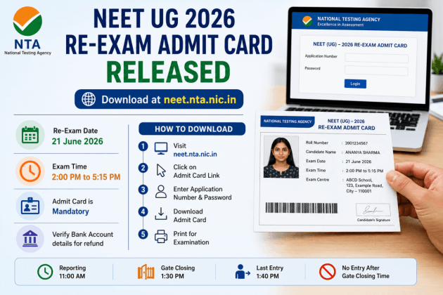 NEET UG Re-Exam Admit Card 2026 Out Now At neet.nta.nic.in; Check ...