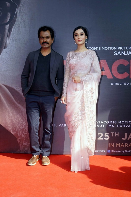 Thackeray movie: Nawazuddin Siddiqui and Amrita Rao attend the trailer ...