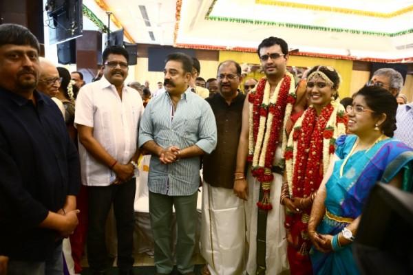 Kamal Haasan, KS Ravikumar at Producer Srikanth son Akshay and Sowmiya ...