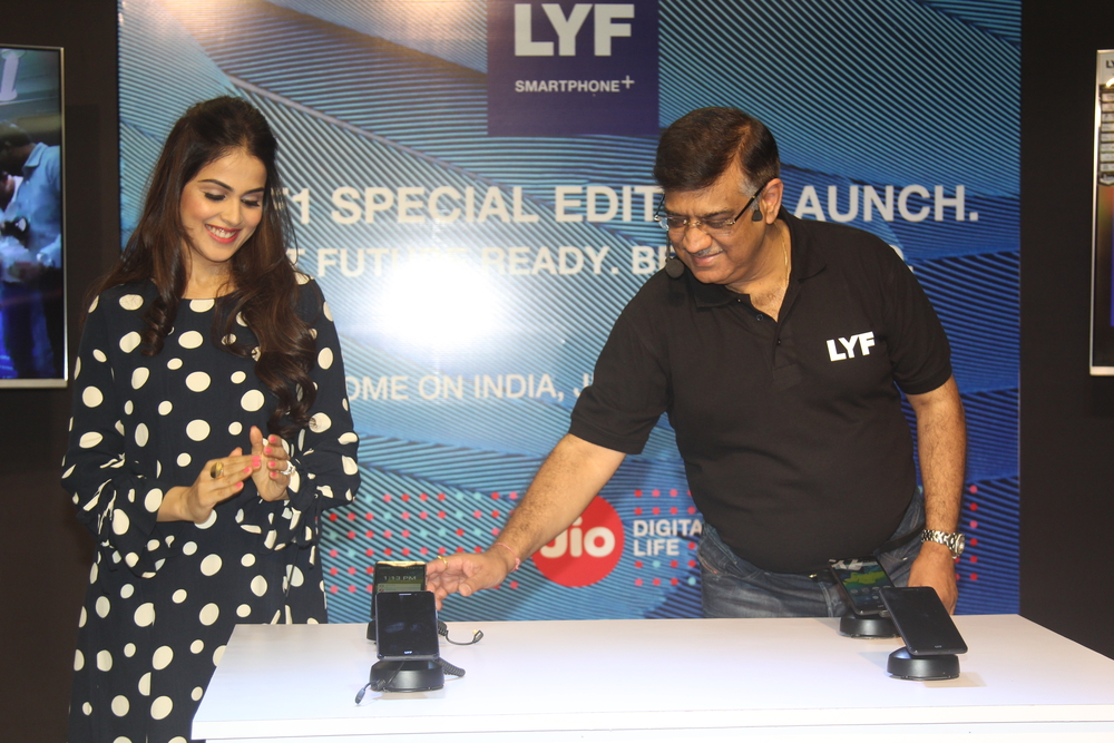 Genelia D'souza launches Reliance Jio special edition Lyf F1 smartphone ... Genelia D'souza launches Reliance Jio special edition Lyf F1 smartphone ...