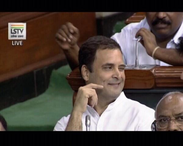Rahul Gandhi winks and hugs Modi during the debate on # ...